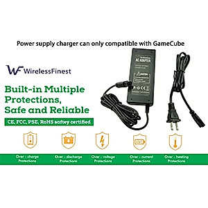 AC Power Supply + Audio Video RCA AV Composite Cable Adapter Cord To External TV Screen Monitor For Nintendo GameCube NGC System Game Console Bundle Kit Lot