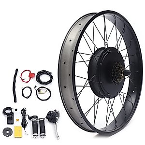 26“ Electric Bicycle Conversion Kit 48V 1500W E-Bike Rear Wheel Frame Kit with LCD Electric Bicycle Kit for Fat Tire