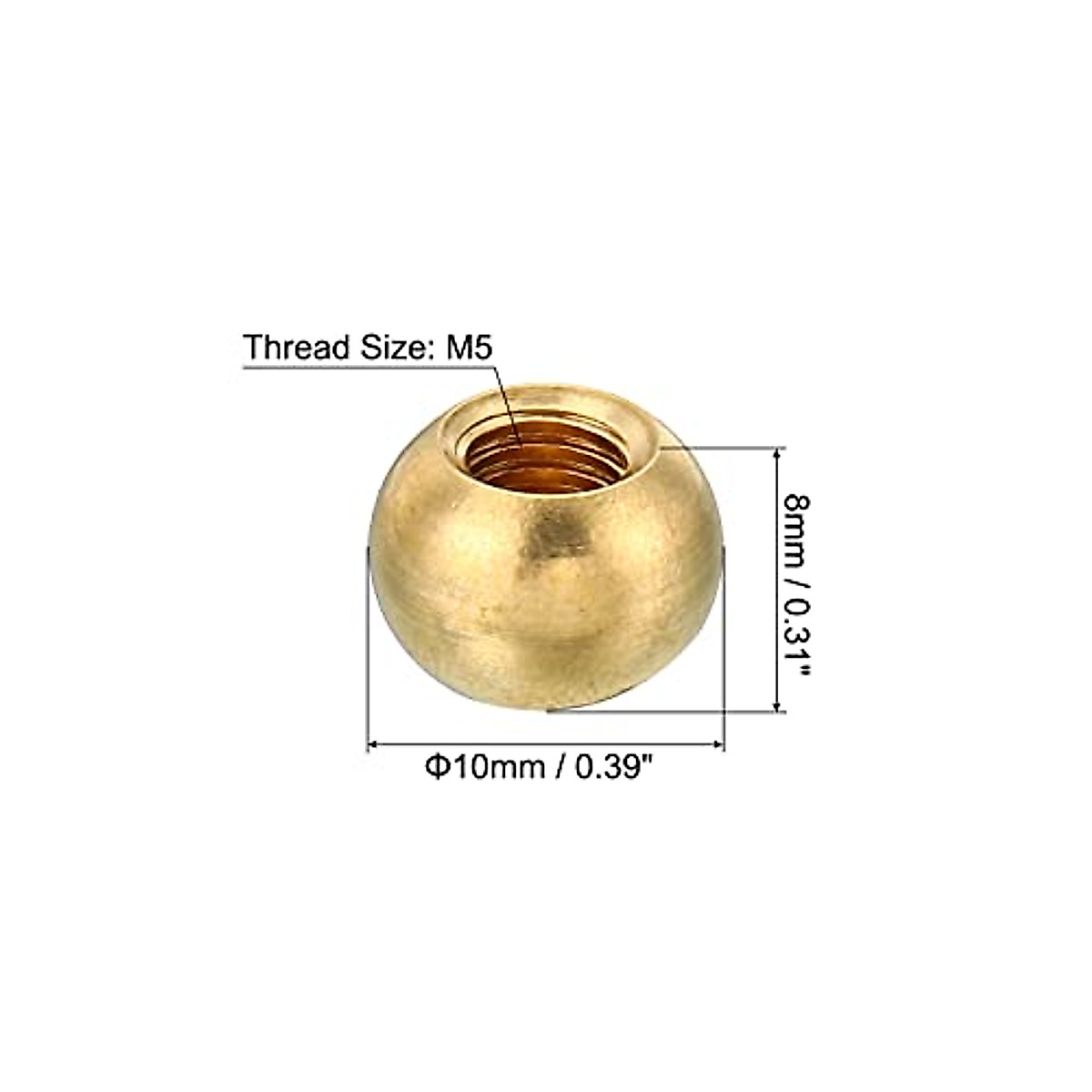 PATIKIL M5x0.8 Thread Cap Nuts Knob, 5 Pack Brass Ball Lamp Decoration Screw Caps Nut for Furniture Lighting