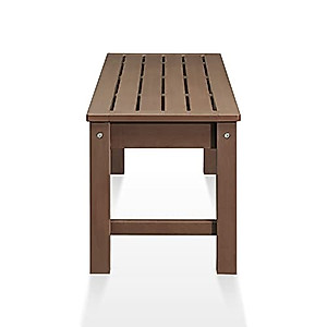 Psilvam Knight Bench, Two Person Outdoor Poly Lumber Patio Backless Bench, Weatherproof Garden Bench That Never Rot and Fade, Suit for Garden, Porch and Park (Brown)