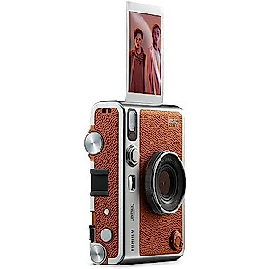 Fujifilm Mini EVO Hybrid Camera (Brown) Instant Film Camera Bundle with 40 Instant Film Sheets + 32GB microSD Memory Card + Small Padded Case + SD Card Reader + Extreme Electronics Cloth