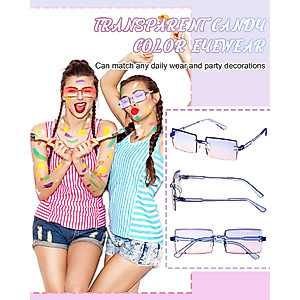 LEIFIDE 36 Pairs Frameless Rectangle Sunglasses Plastic Rimless Sunglasses Candy Color Vintage Glasses for Women Men Unisex Sun Protection, Multicolor