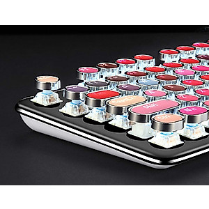 Corn K520 Lipstick Mechanical Gaming Keyboard Metal Panel Round Retro Backlit 104 Keys USB Wired Blue Switch for Desktop, Laptop