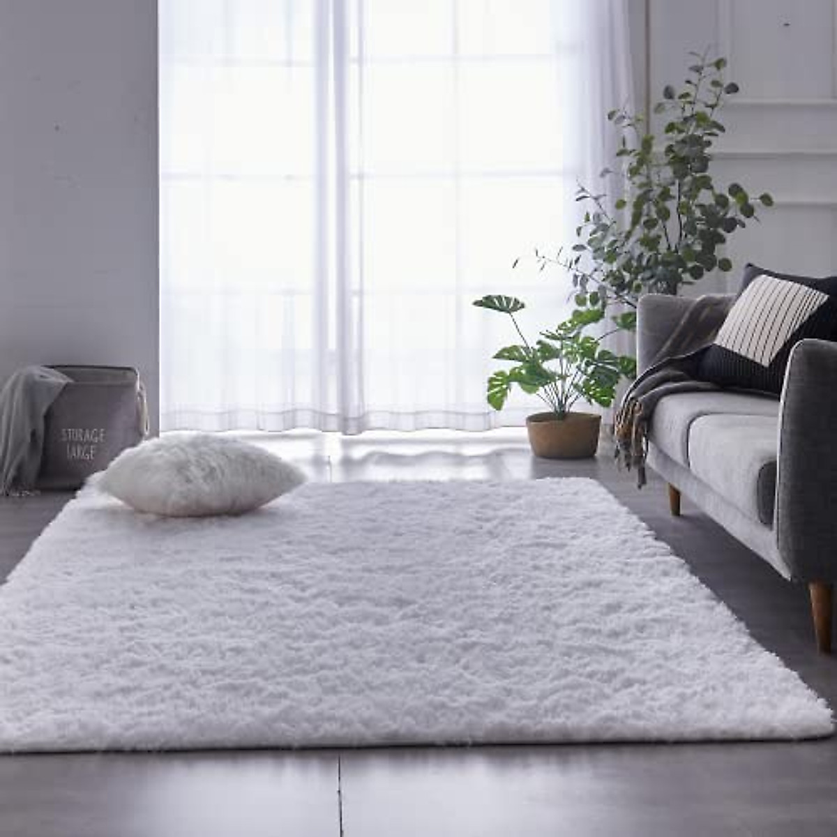 TABAYON Shaggy White Rug, 2x3 Area Rugs for Living Room, Anti-Skid Extra Comfy Fluffy Floor Carpet for Indoor Home Decorative