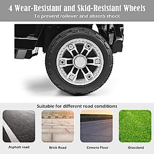 Costzon Ride On Car, 12V Battery Powered Car w/2 Motors, Parental Remote Control, Open Doors, Lights, MP3, Music, Horn, Spring Suspension, High/Low Speed, Electric Ride On Truck for Kids (Black)