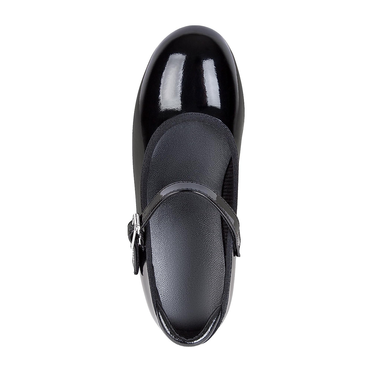 Linodes Economy Unisex-Child Easy Slide Buckle Tap Shoe for Girls and Boys Maryjane Dance Flat-Black Patent-2M-Little Kid