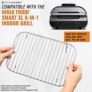 Air Fryer Rack Accessories for Ninja Foodi Smart XL 6-in-1 FG551 and Reusable Liner Accessory for Indoor Grill and Airfryer Cooking, Baking and Dehydrating, Stainless Steel, Paper Liner Replacement