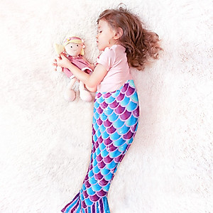 Mermaid Gifts Birthday Gifts for Girls 3 4 5 6 7 8 9 10 11 12 Years Old, Little Mermaid Tail Blanket Mermaid toys Jewelry Makeup Set, Christmas Gifts for Teen Girls
