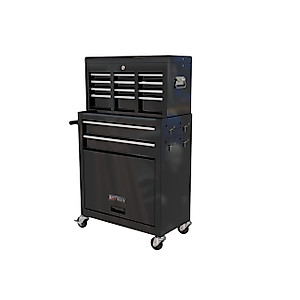 8 Drawer Rolling Tool Chest with Wheels, High Capacity Tool Storage Cabinet & Tool Box Cart, Lockable Rolling Tool Chest with Drawers, Toolbox Organizer for Garage Warehouse Workshop - Black