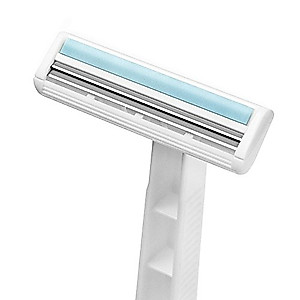 QSHAVE Men's Disposable Razor Shaver with Double Layer Blade, 10 Count (White)