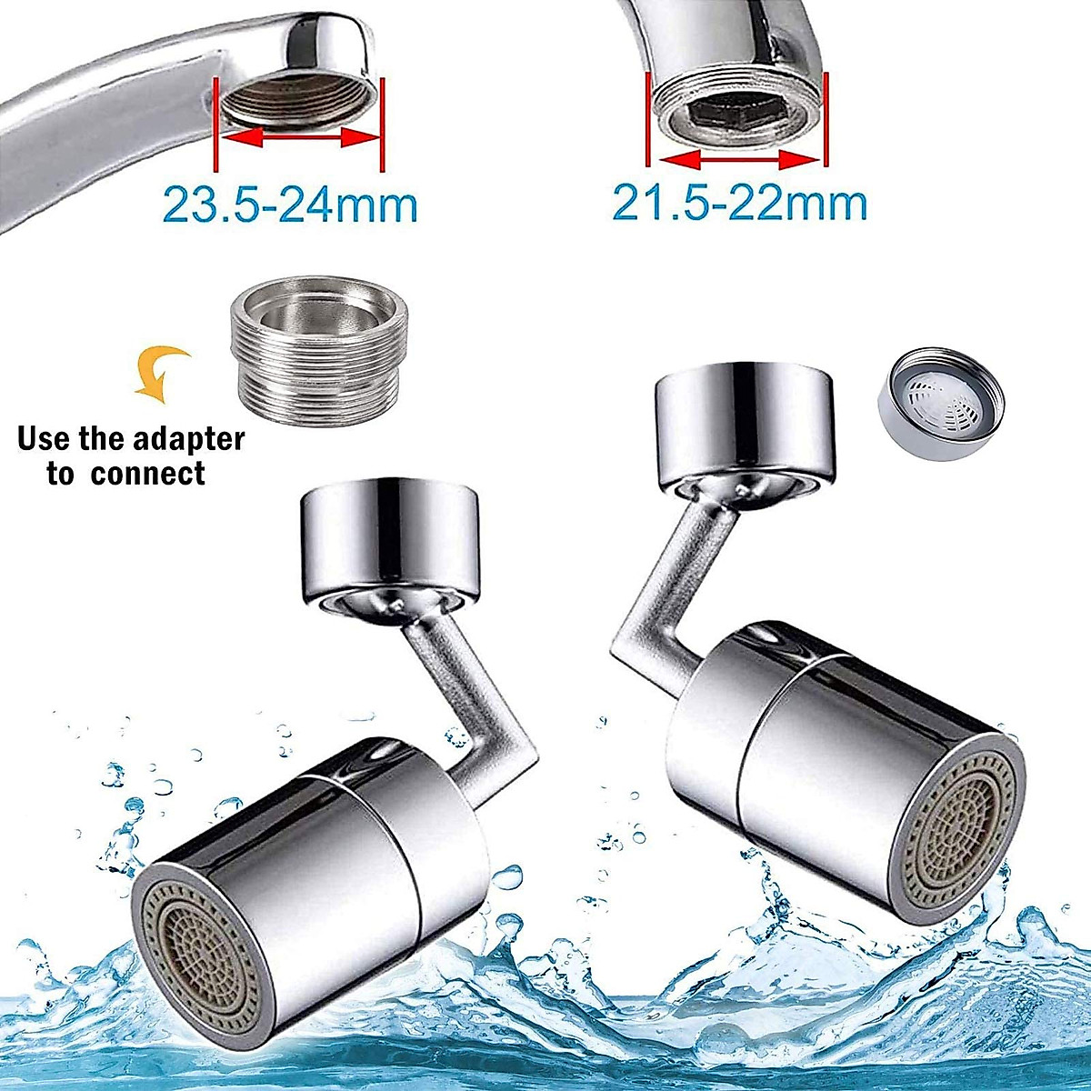 OUPUSES Newest Universal Splash Filter Faucet, 720° Rotatable Faucet Sprayer Head with Durable Copper, Anti-Splash Movable Tap Head Water Saving, Faucet Aerator Leakproof Design with Double O-Ring