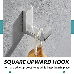 APLusee Brushed Nickel Towel Hook, 304 Stainless Steel Versatile L Shape Clothes Holder, Practical Bathroom Kitchen Storage Hanger, Wall Mounted