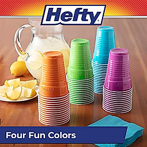 Hefty Everyday 16 oz Disposable Party Cups - 16 fl oz - 100 / Pack - Assorted Bright - Cold Drink, Party