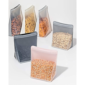 W&P Porter Stand Up Bag - Large 100% Silicone Reusable Food Storage Bag | 50 oz (Pack of 2) - Cream | Cook, Store, or Freeze | Easy Cleaning, Dishwasher-Safe