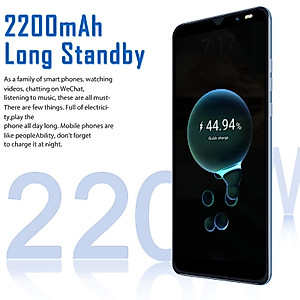 Smartphone, Rino9 Pro Android 4.4.2, 512MB 4GB Dual SIM Phone Finger Face ID 2200mAh 5.45 Inch Celular, 0.3MP front HD camera, 2MP rear Camera, Gift for Friends Family (black)