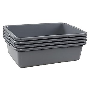 Drephia 4 Pack Commercial Utility Bus Boxes, 23 L Plastic Bus Tubs, Gray
