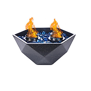 Tomby Tabletop Fire Pit Bowl Fireplace Indoor Outdoor Can Be Used with Gel Fuel Bioethanol or Isopropyl Alcohol - Double Burning Cup