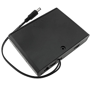 E-outstanding Battery Box 6x1.5V AA Battery Case Holder Black Enclosed Box with ON/Off Switch and 5.5mm x 2.1mm DC Plug