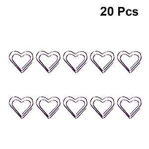 NUOBESTY 20Pcs Love Heart Shaped Paper Clips Holder Metal Note Clips Bookmark Marking Clamp Page Marker Document Organizing Clip for Office School Wedding Decoration Purple