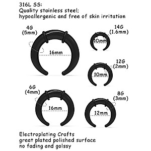 Tvalccoy Septum Stretching Kit 14g 12g 14 10g 8g 6g 4g 14 12 Gauge Big Nose Piercing Rings Stretched Jewelry for Women Men Acrylic Pincher Taper Surgical Steel Horseshoe Internally Threaded