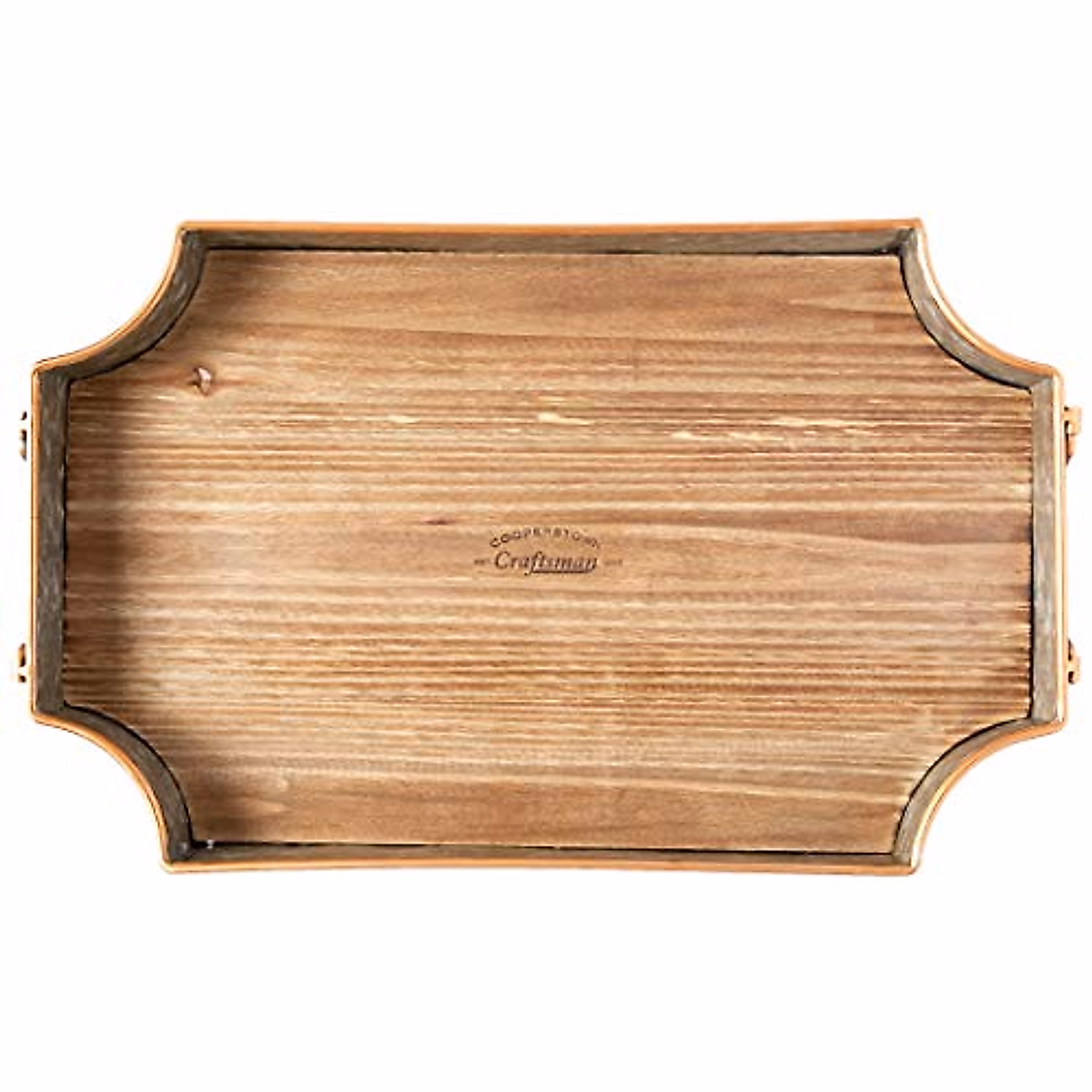 Circleware Cooperstown Wooden Craftsman Rectangle Serving Tray with Handles Kitchen Multi-Purpose Serveware for Coffee Table, Dinner, Breakfast, Food, Farmhouse Decor, 17.5” x 11” x 2”, Home