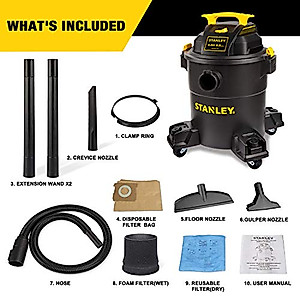 Stanley - SL18116P Wet/Dry Vacuum, 6 Gallon, 4 Horsepower Black