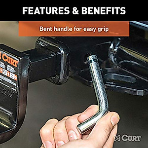 CURT 21404 Trailer Hitch Pin & Clip with Grooved Head, 1/2-Inch Diameter, Fits 1-1/4-Inch Receiver, Clear ZINC