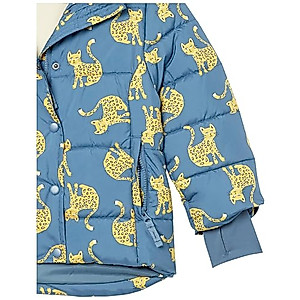 Amazon Essentials Toddler Girls' Heavyweight Hooded Puffer Jacket, Blue Cat, 2T