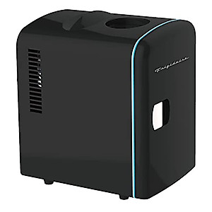 Frigidaire Mini Portable Compact Personal Fridge Cooler, 4 Liter Capacity Chills Six 12 oz Cans, 100% Freon-Free & Eco Friendly, Includes Plugs for Home Outlet & 12V Car Charger – Black