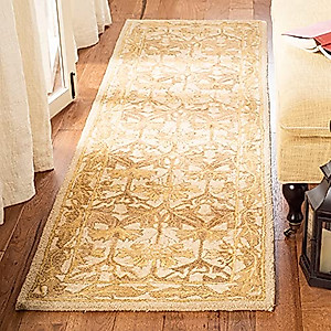 SAFAVIEH Anatolia Collection 2'3" x 12' Beige / Gold AN541B Handmade Traditional Oriental Premium Wool Runner Rug