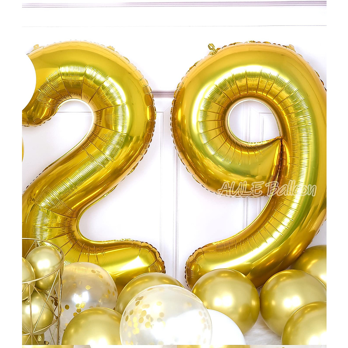 AULE 40 Inch Large 29 Balloon Numbers Gold, Big Foil Number Balloons, Giant Helium Happy 29th Birthday Party Decorations for Man and Women, Huge Mylar 92 Anniversary Party Supplies