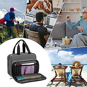 CURMIO Pill Bottle Organizer Portable Medicine Bag, Lockable Prescription Bottle Storage for Pill Bottles, Vitamins, Medical Supplements for Home Storage and Travel, Gray (Empty Medicine Bag)