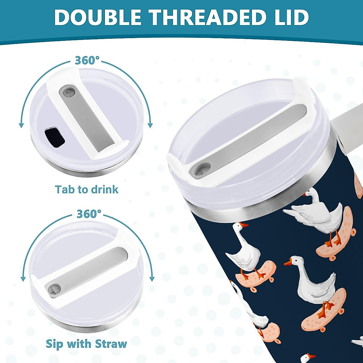 ARGTILDN 30 oz Tumbler Skateboard Goose Insulated Travel Mug with Handle and Straw Lid Stainless Steel Vacuum Coffee Cup Tea Beverage Container Water Bottles for Car Sports office