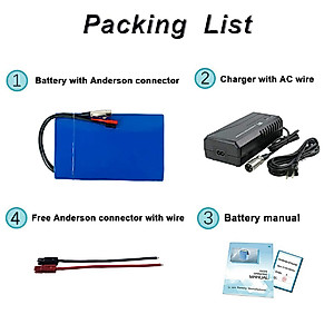 Co-Well Electric Bicycle Battery, 36V 48V 52V 20AH Waterproof PVC Lithium Battery, Ebike Battery Pack with Charger and BMS for 1500W 1200W 1000W 750W 500W Bike Motor Bicycle (52V20AH 1500W)