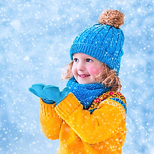 7 Pairs Toddler Mittens Kid Gloves Stretch Full Finger Mitten Winter Warm Knitted Gloves(5-10 Years Size)