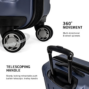 Kenneth Cole REACTION Renegade Luggage Expandable 8-Wheel Spinner Lightweight Hardside Suitcase, Smokey Purple, 20-Inch Carry On