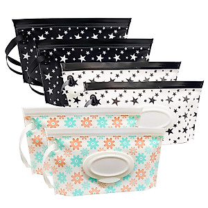 ULVBABI Baby Wet Wipe Pouch Container, Reusable & Refillable Portable Wipes Dispenser, Eco Friendly and Lightweight Baby Travel Wet Wipe Holder, Keeps Wet Wipes Moist (6 Pack)