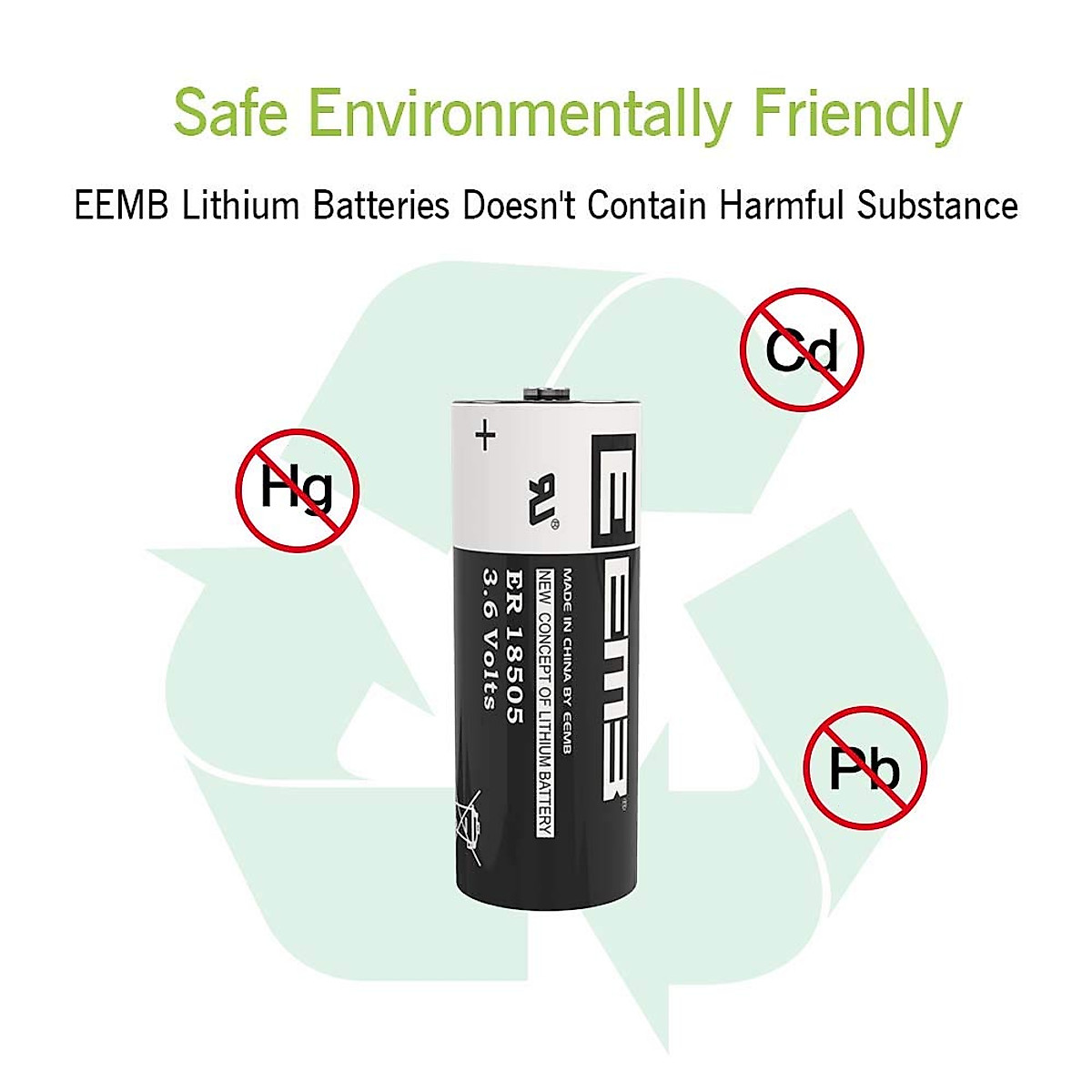 4X EEMB ER18505 Nonrechargeable 3.6V Lithium Battery Li-SOCL₂ 4100mAh High Capacity UL Certified Single-Use 3.6V Lithium Thionyl Chloride Battery DO NOT Charge Battery