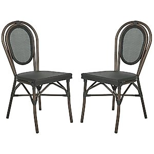 Safavieh Outdoor Living Collection Ebsen Wicker Side Chairs, Black, Set of 2