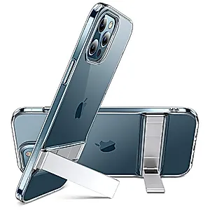ESR Metal Kickstand Case Compatible with iPhone 12 Pro Max 6.7-Inch [Patented Two-Way Stand] [Reinforced Drop Protection] [Soft and Flexible Back] - Clear