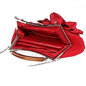 Thenice Women's Silk Flowers Wedding Evening Bags Clutch (Red)