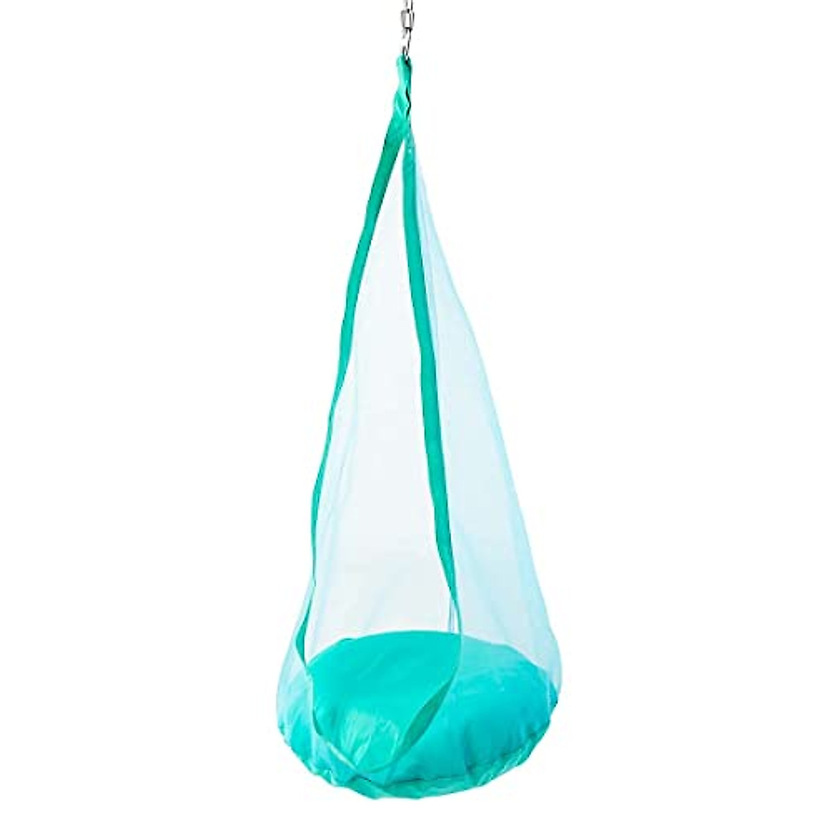 HearthSong HugglePod Lite Mesh Indoor/Outdoor Hanging Chair with Iridescent Breathable Mesh Construction, Inflatable Cushion, and Carabiner, Holds up to 175 lbs.