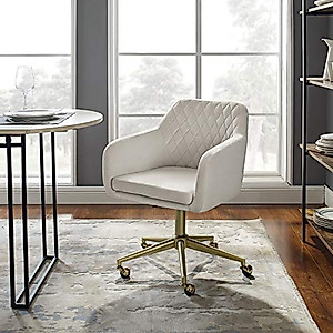 Linon White Quilted Brooklyn Office Chair, Metal