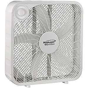 Brentwood Kool Zone Box Fan, 3-Speed 20-inch, White