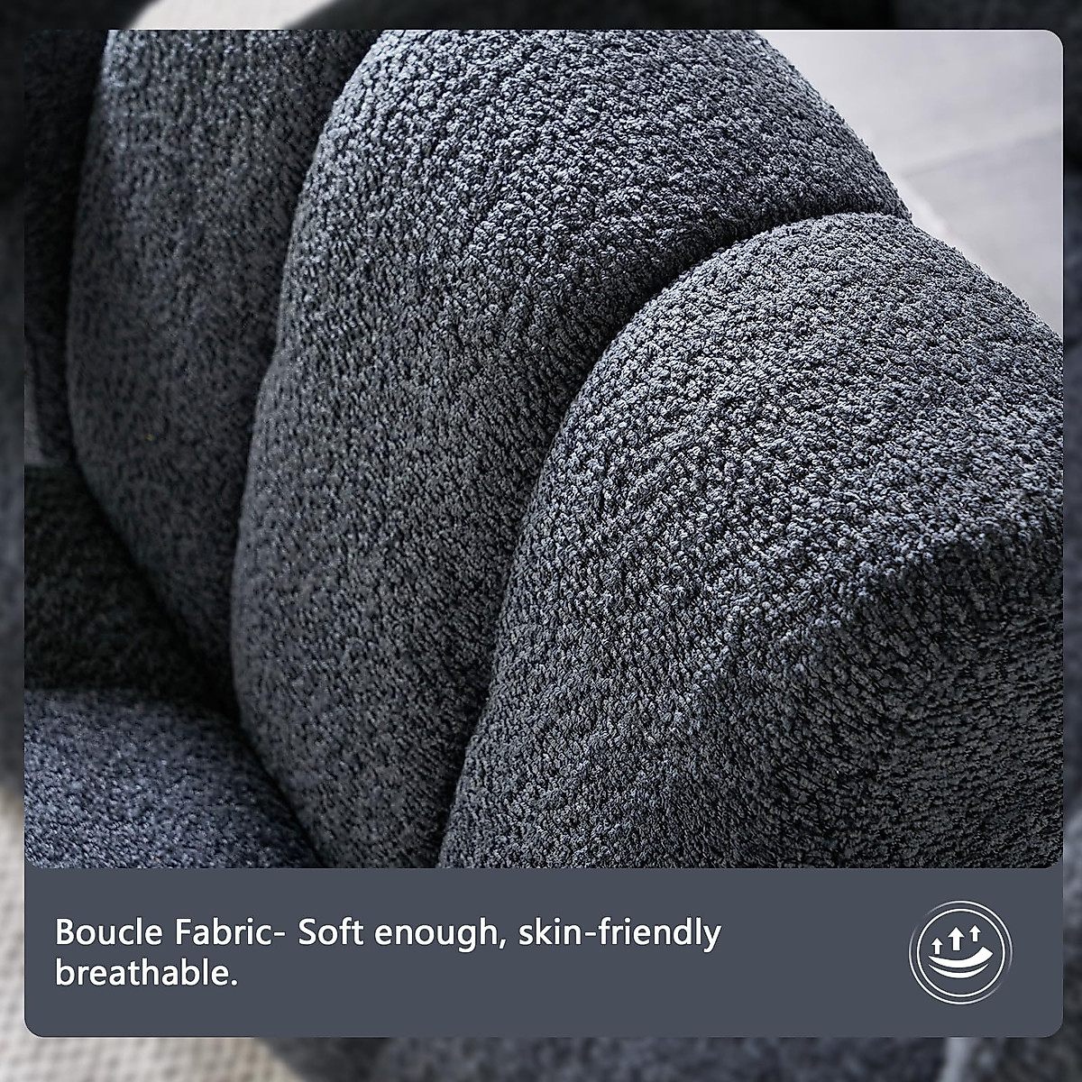 Vliekcy 31" Boucle Accent Chair, Contemporary Designed Armchair,Upholstered Vanity Chair, Leisure Lounge Chair Reading Side Chairs for Living Room, Bedrooms, Office, Dark Gray