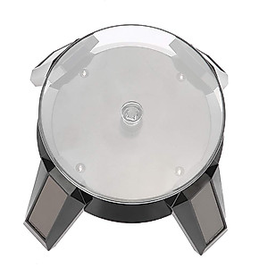 Jadpes Rotating Jewelry Display Stand, Solar 360 Degrees Rotating Turntable Display Stand with 4 LED Light Display Turntable for Display Jewelry Watch Collectibles Shop Display(#1)