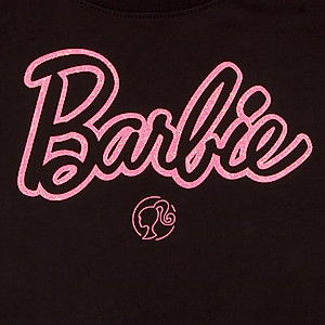 Barbie Girls Short Sleeve T-Shirt 2-Pack, Logo Girl Power Short Sleeve Tees 2 Pack Bundle Set for Girls (Size 6/6X, White/Black)