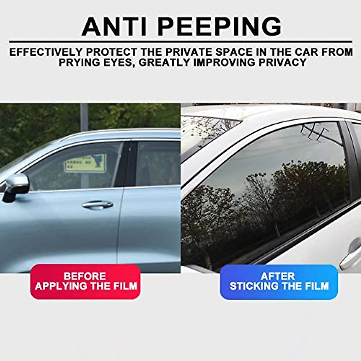 Window Film Privacy Film, Window Tint Film, 1%-50% VLT Car Window Film, Sun Blocking Anti UV Heat Control Explosion-Proof Glass Film, 20x118/236 Inch Blackout Window Film(25% VLT，20x118inch)