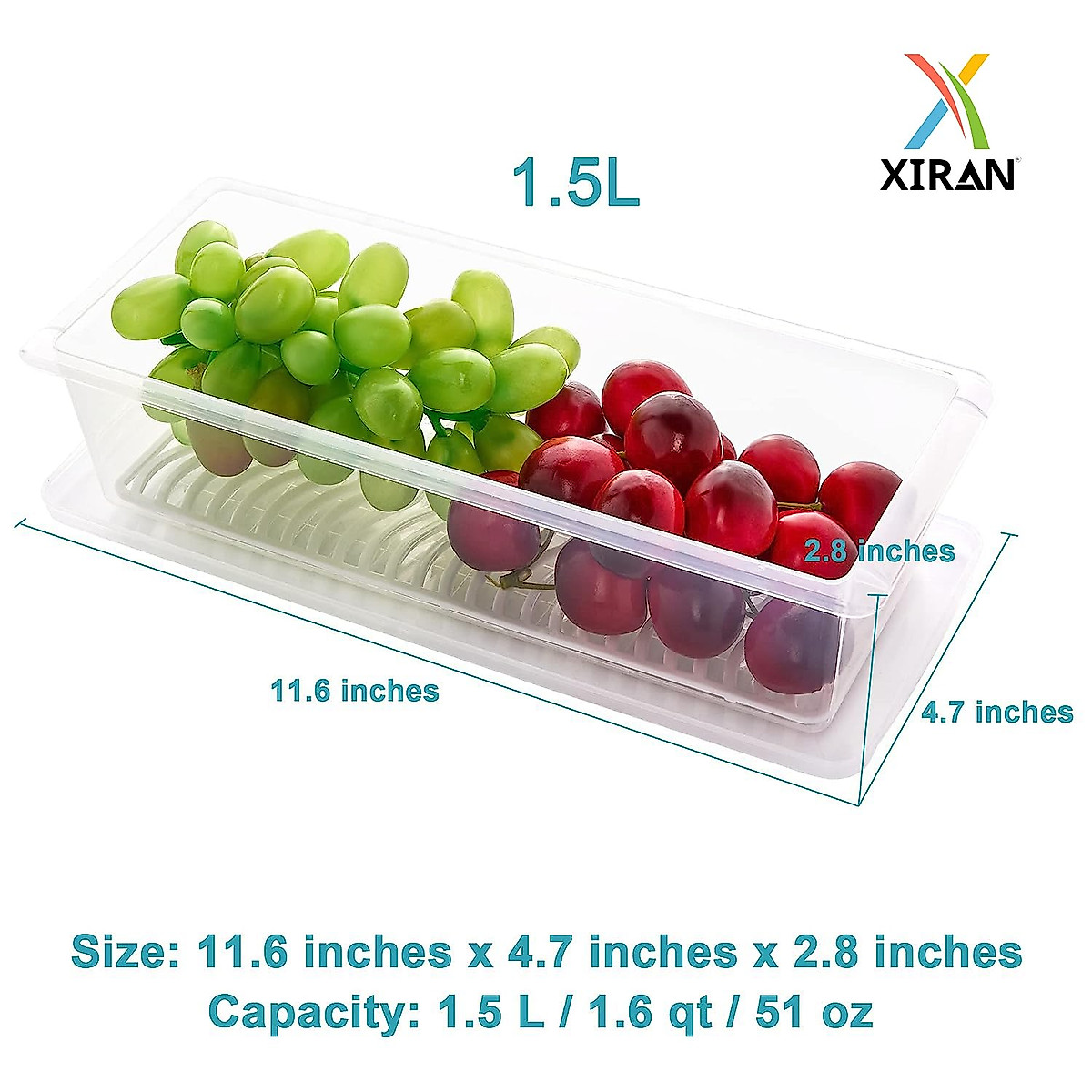 Xiran Refrigerator Boxes, Fridge Containers Boxes - Pack of 6 - Fridge Storage Set, Fridge Storage Basket for Fish, Meat, Vegetable, Fruits (1500ML Set of 6 Piece)