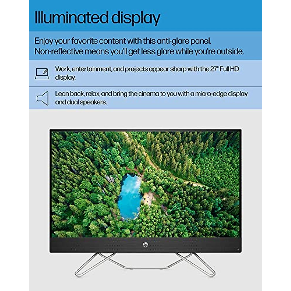 HP All-in-One Business Desktop, 27" FHD Micro-Edge Display, 12th Gen Intel Core i7-1255U, 64GB RAM, 2TB SSD, HDMI, RJ-45, Webcam, Wireless KB&Mouse, Wi-Fi 6, Windows 11 Pro